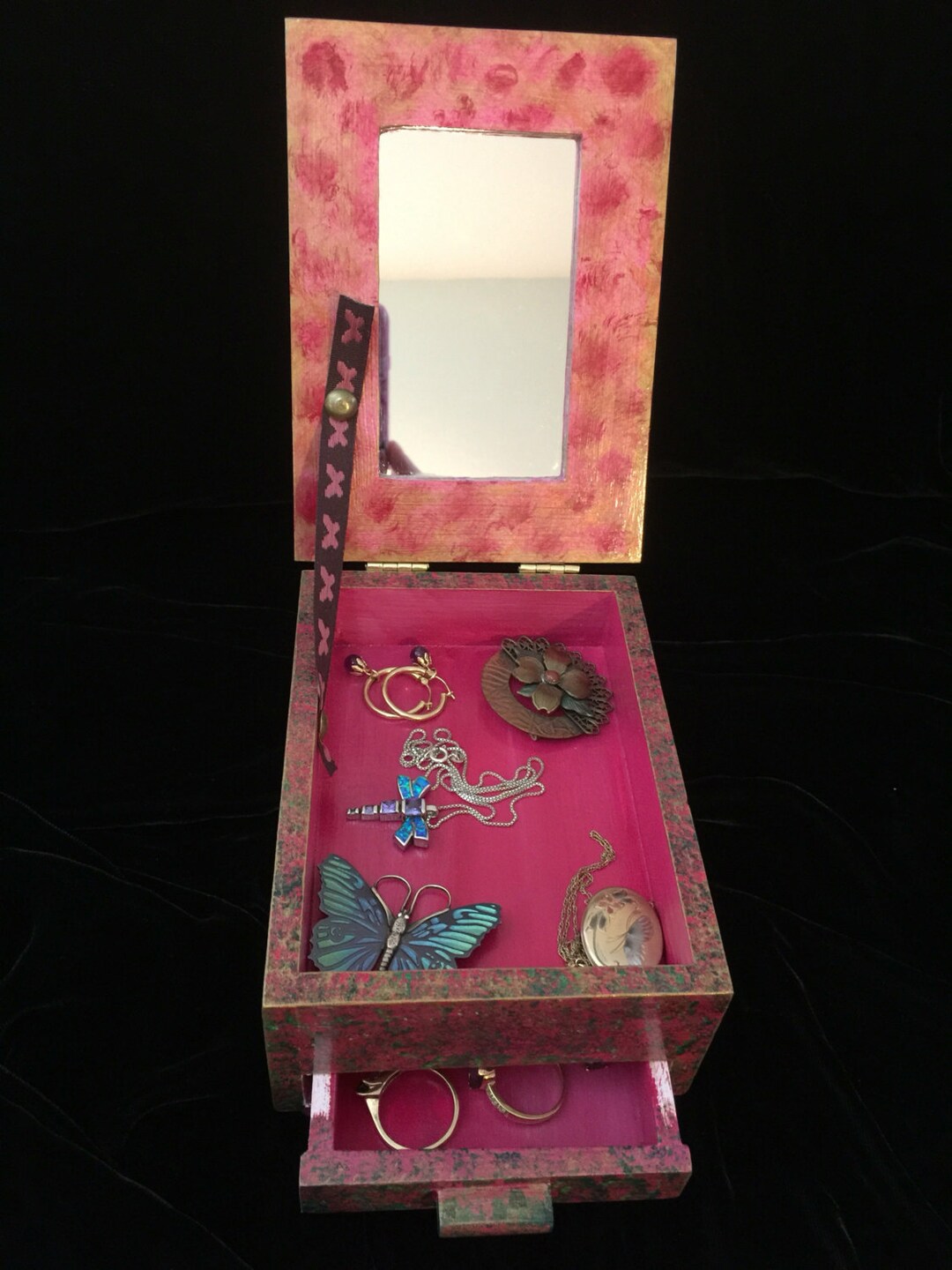 Handpainted, Mirrored Jewelry Box - Etsy