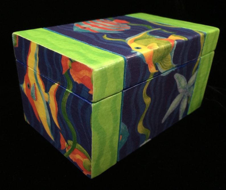 Ocean-themed Decoupaged and Handpainted Jewelry or Treasure Box - Etsy