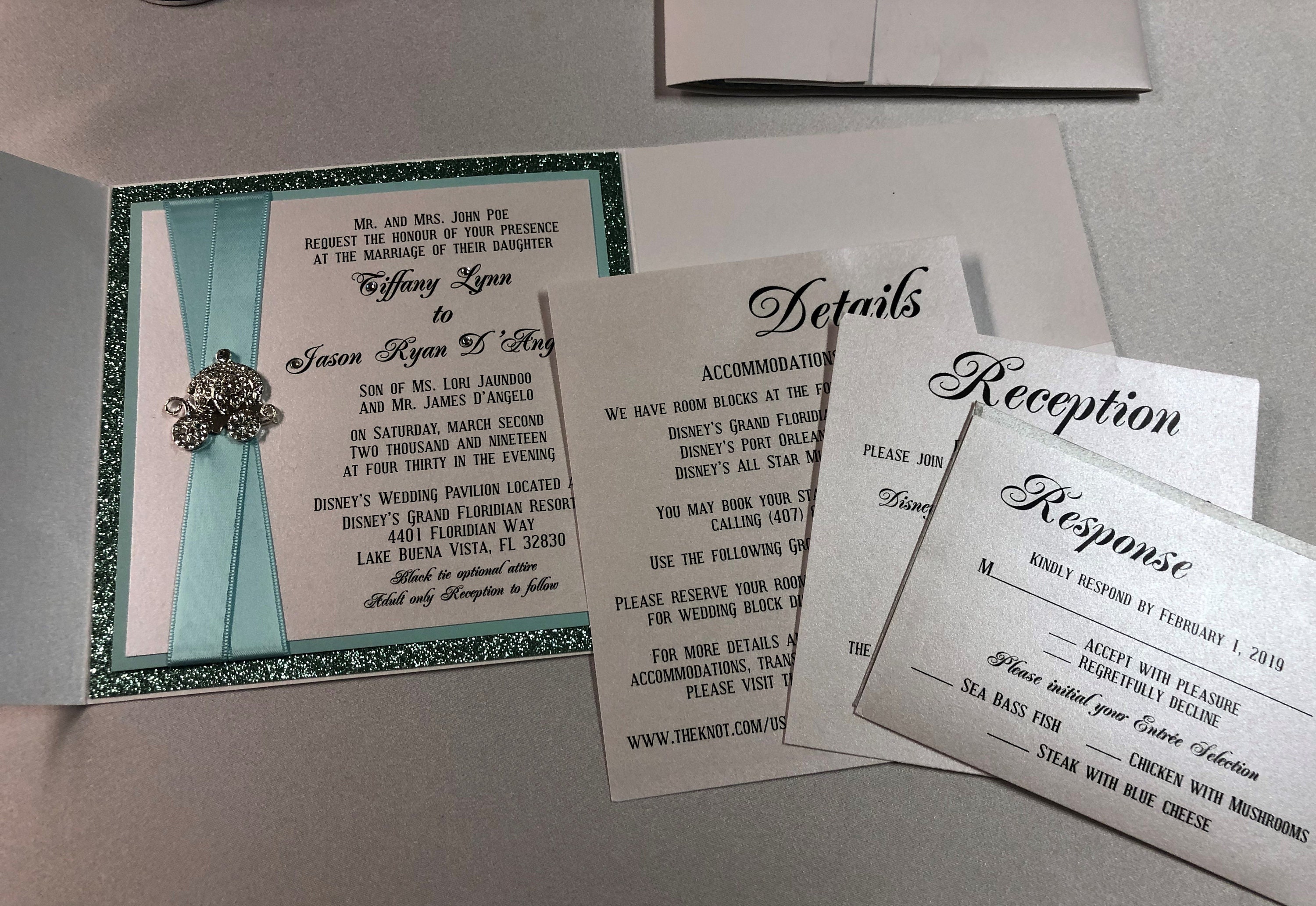 Elegant Disney Princess Pocket Wedding Invitation Set in - Etsy
