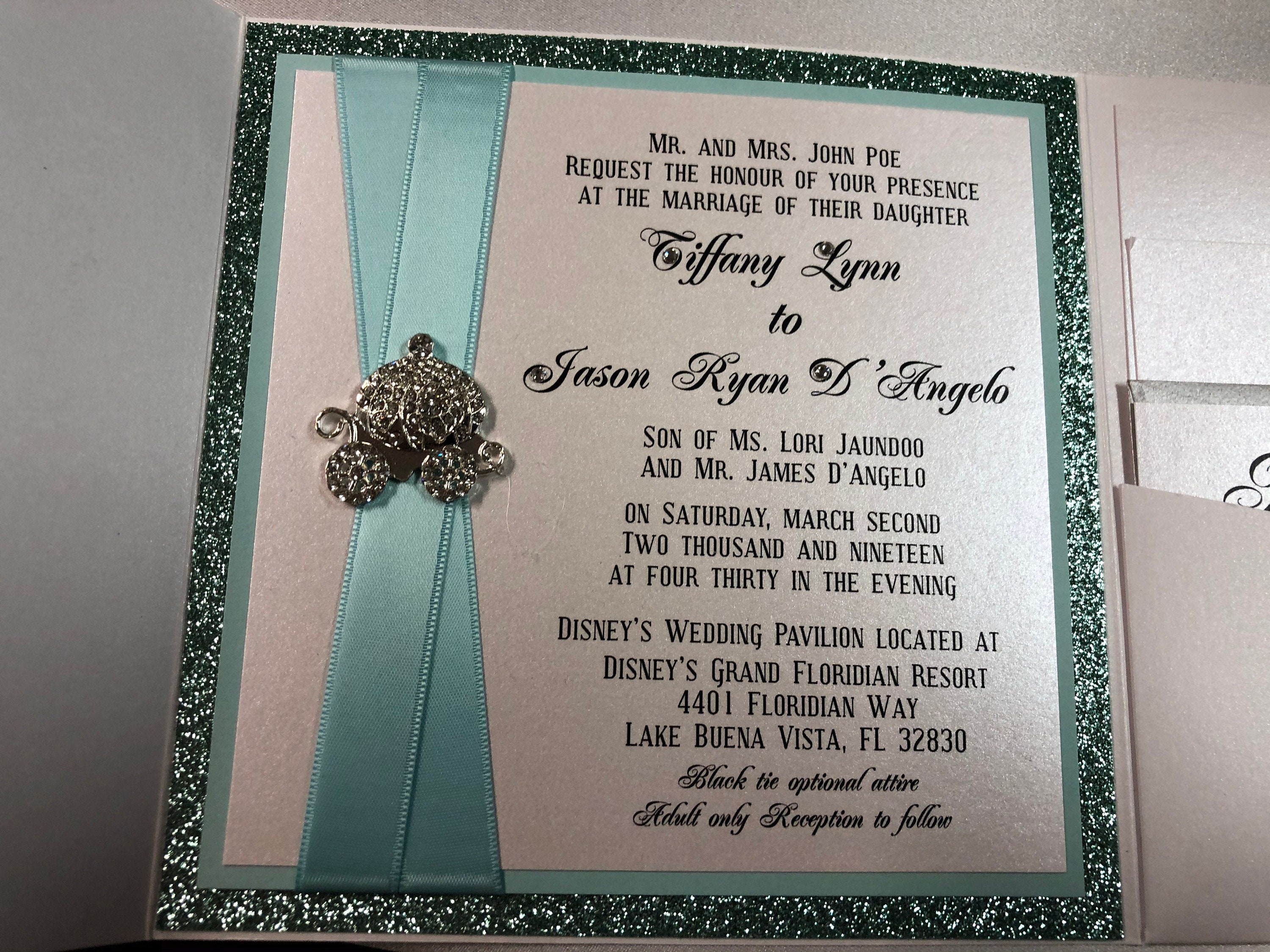 Elegant Disney Princess Pocket Wedding Invitation Set in - Etsy