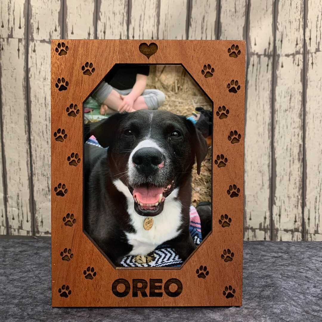 Dog Paw Print Photo Frame | Dog Mom Gift Dog Memorial Pet Loss Wood ...