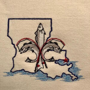 Louisiana Fleur De Lis Fish Embroidery Design Download Fishing - Etsy