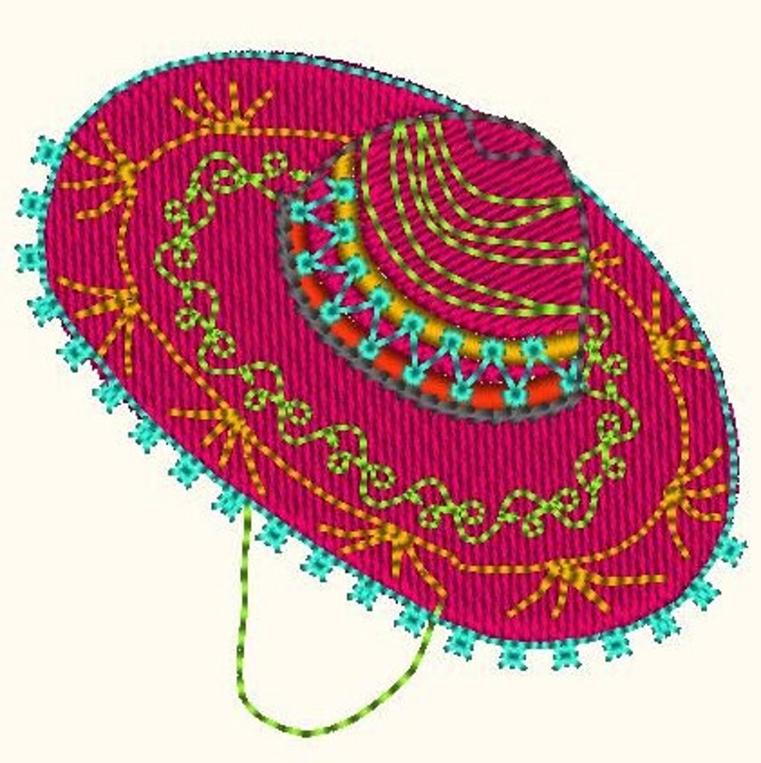 Sombrero Digital Embrodery File Download for Machine Embroidery 3 Sizes ...