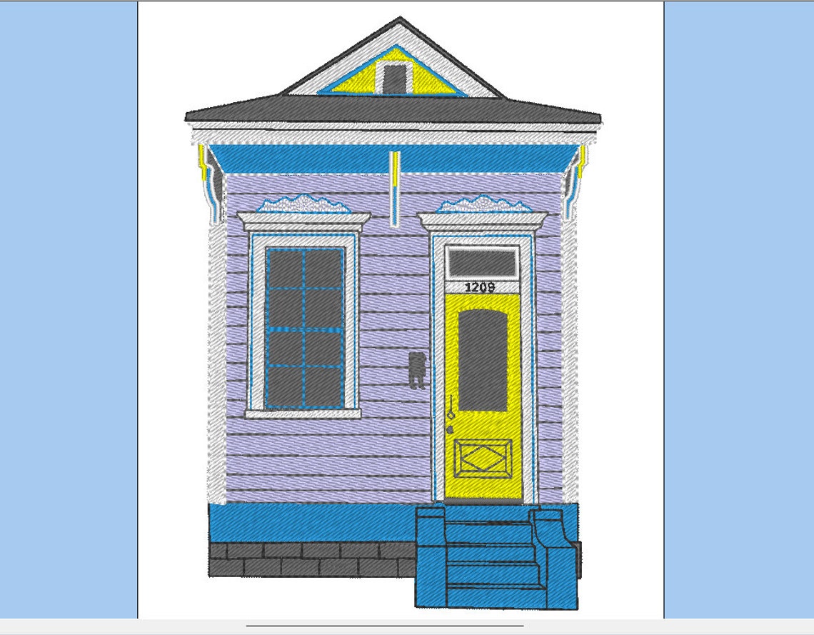 Periwinkle" Shotgun House Digital File for Machine Embroidery - Etsy