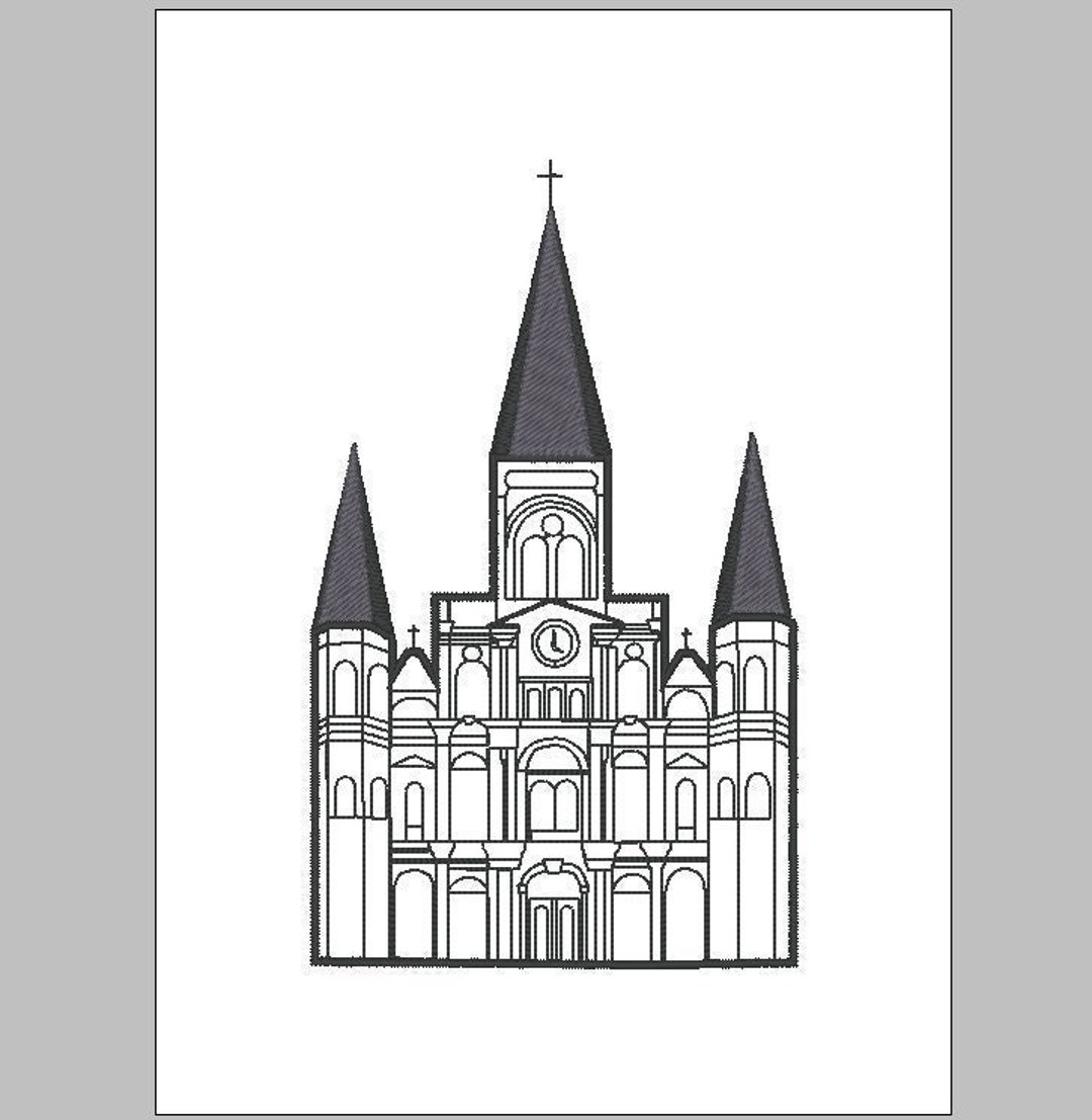 St. Louis Cathedral NOLA Embroidery Digital File for Download. - Etsy