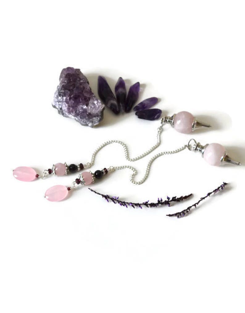 Rose Quartz Crystal Dowsing Pendulum. Scrying Spirituality Tool. Love ...