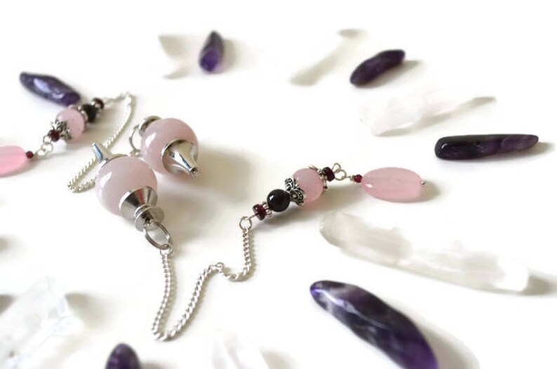 Rose Quartz Crystal Dowsing Pendulum. Scrying Spirituality Tool. Love ...