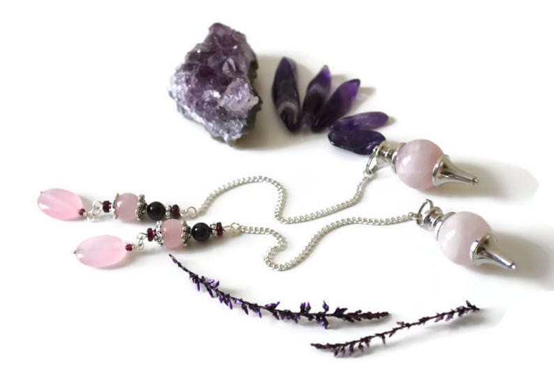 Rose Quartz Crystal Dowsing Pendulum. Scrying Spirituality Tool. Love ...