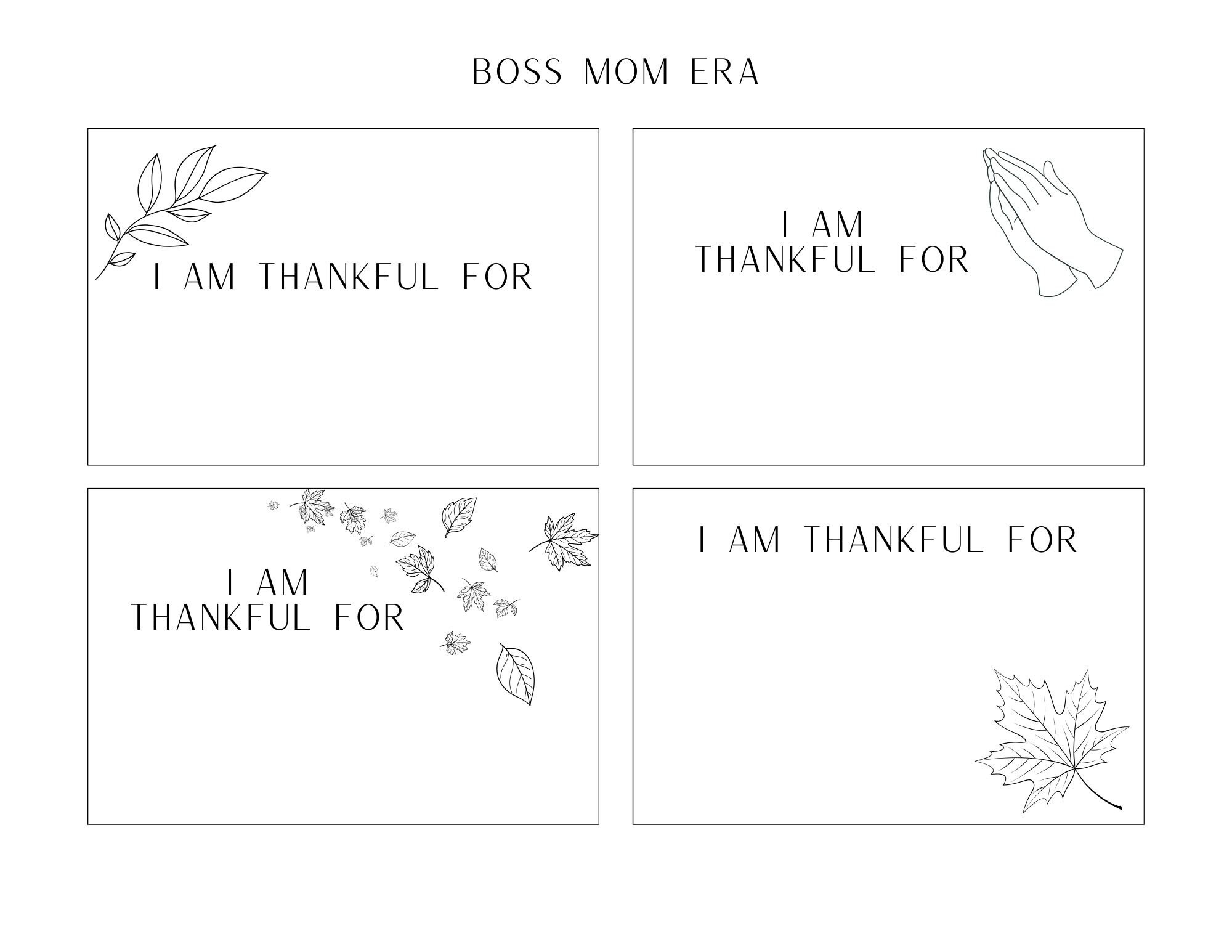 Minimalist I AM Thankful Printable Cards blank - Etsy