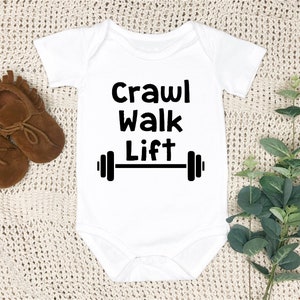 Crawl Walk Lift Baby Onesie Baby Bodybuilding Weightlifting Barbell - Etsy
