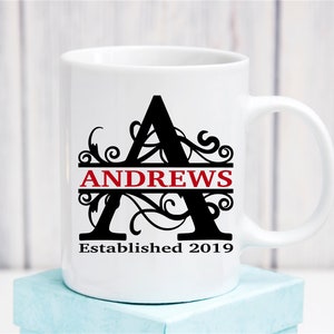 Personalized Monogram Last Name Established Year Mug 11 or 15 Oz Ounce ...