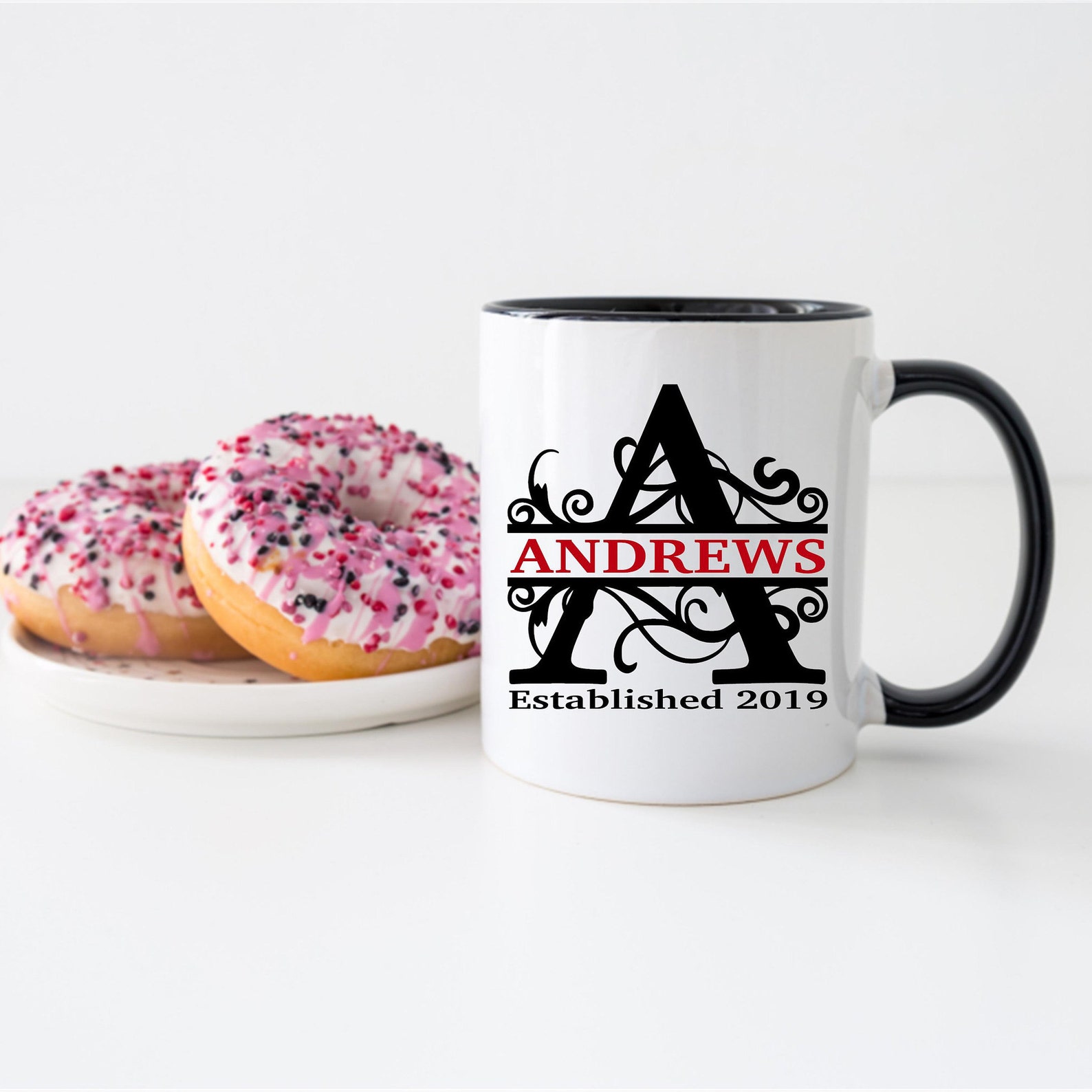 Personalized Monogram Last Name Established Year Mug 11 or 15 Oz Ounce ...