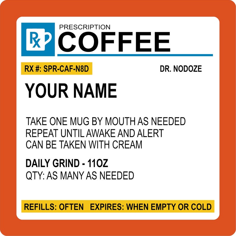Personalized Coffee Prescription Mug 11 Oz 15 Oz Ounce Coffee Mug ...