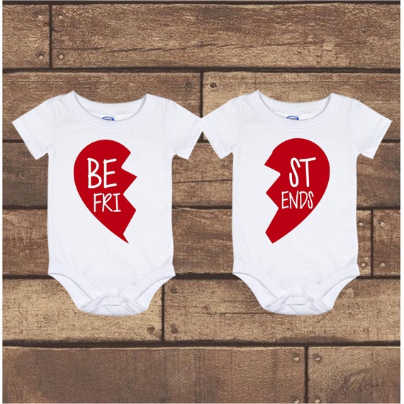 Best Friends Twins Onesie baby Onesie Heart besties | Etsy