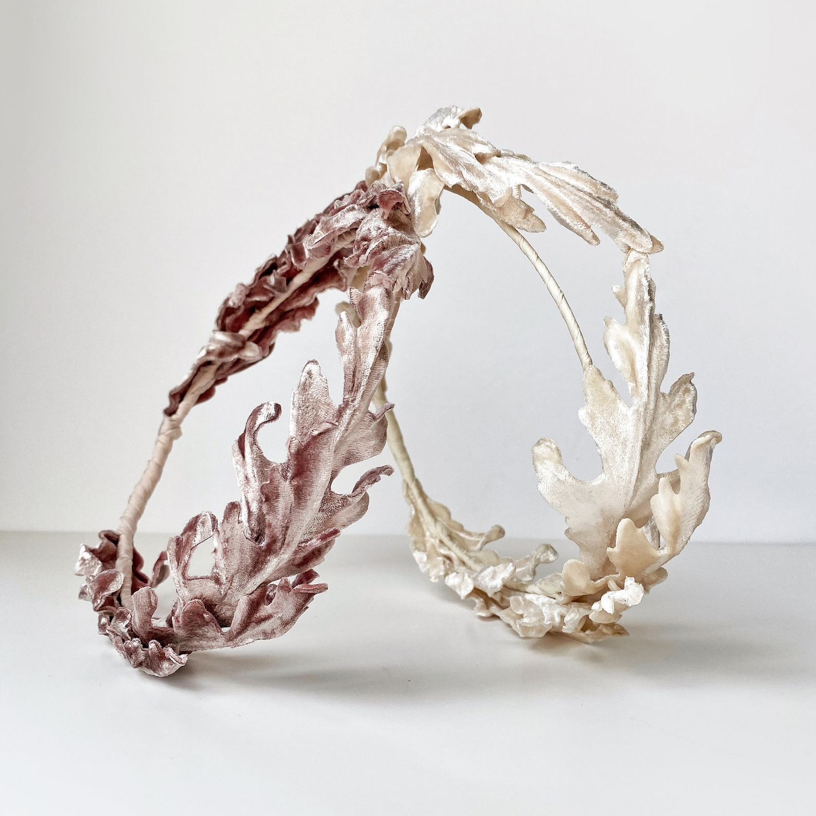 Ivory Silk Velvet Oak Leaf Hair Crown Wreath Halo - Etsy