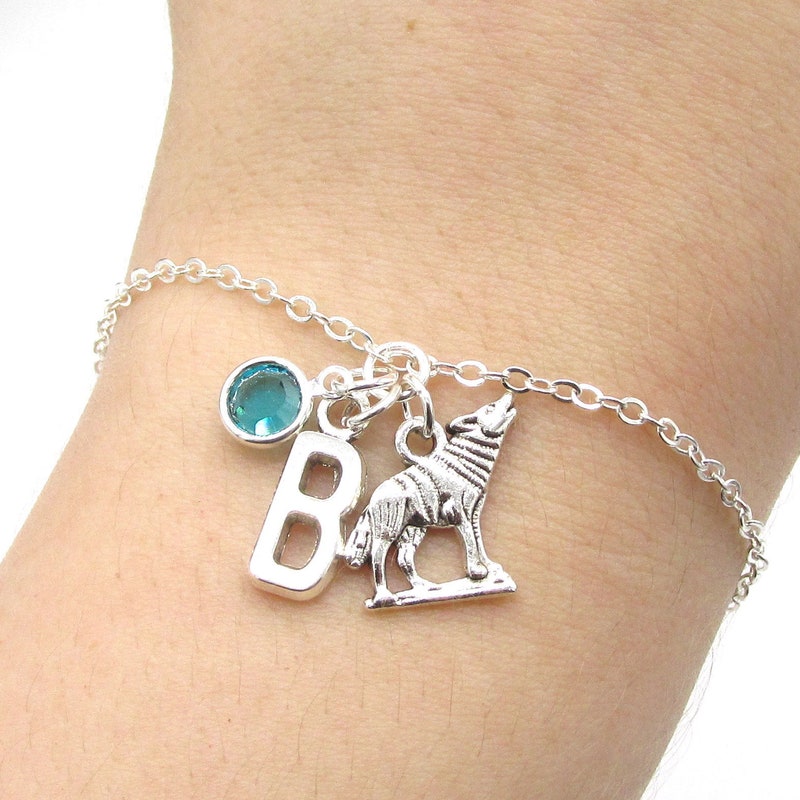 Birthstone Wolf Bracelet - Etsy