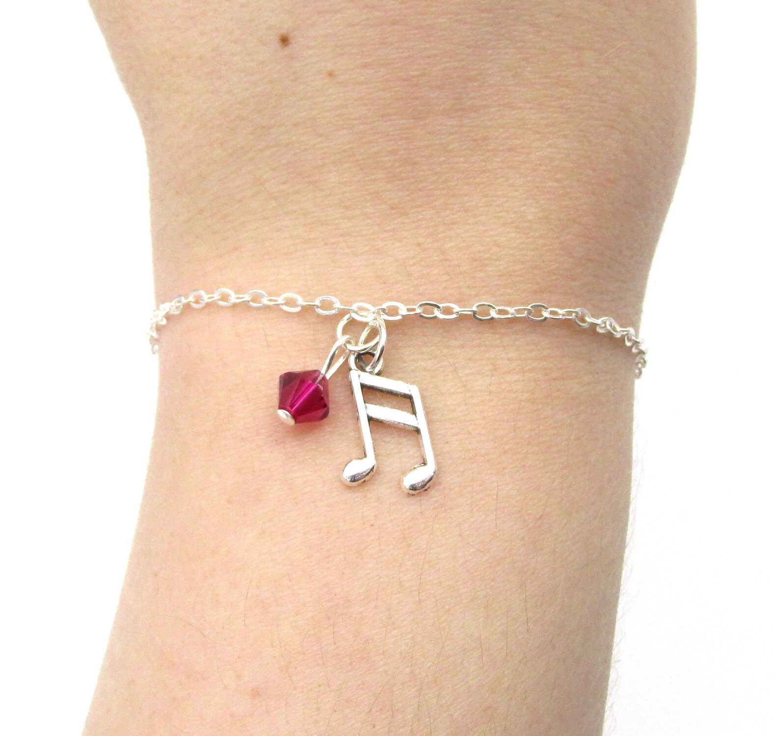 Music Note Bracelet Choose a Birthstone Music Note Jewelry | Etsy