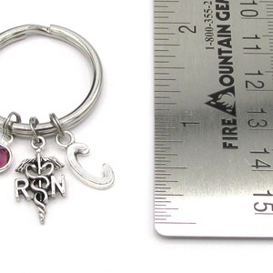 RN Keychain- Birthstone and Initial, RN Keyring, RN Gift, Nurse ...