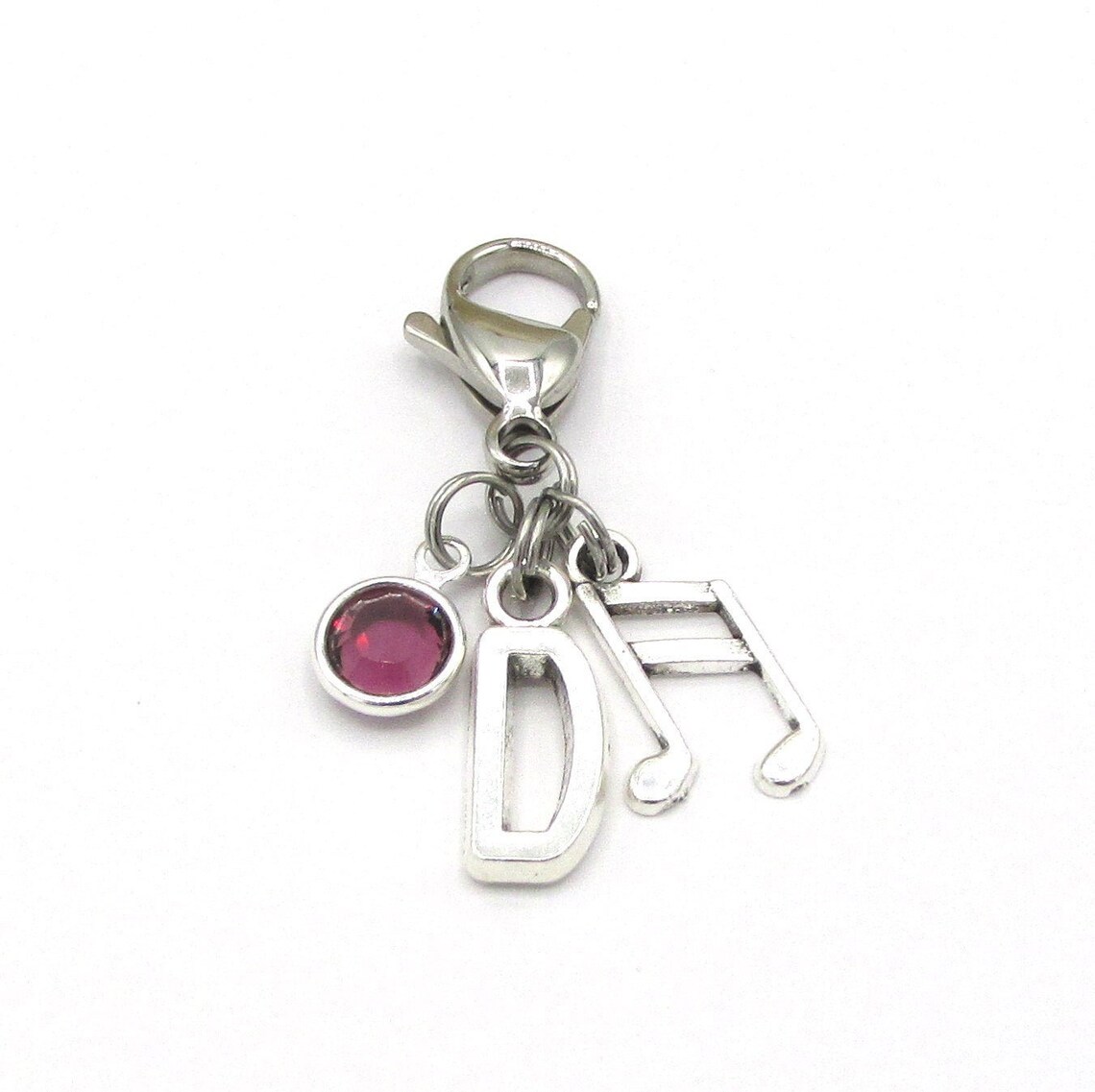 Music Zipper Charm- Birthstone and Initial, Music Zipper Pull, Music ...