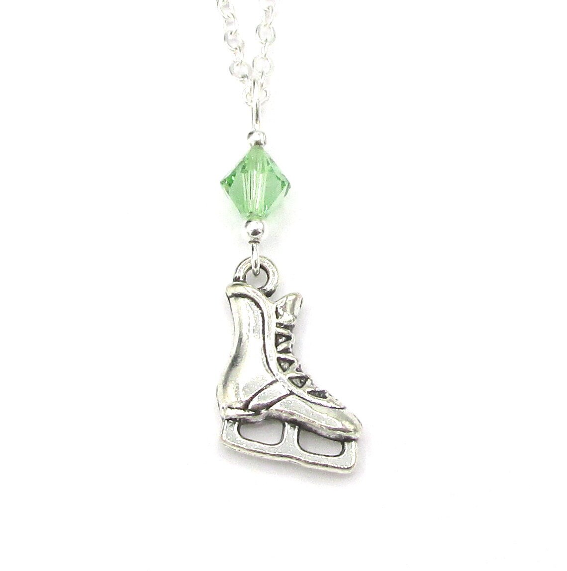 Ice Skate Necklace- Choose a Birthstone, Ice Skate Pendant, Ice Skate ...