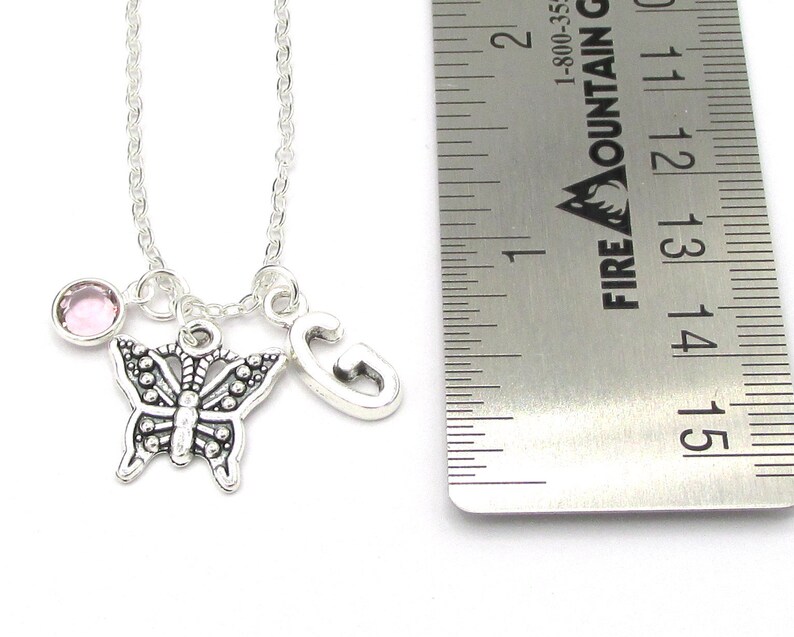 Butterfly Necklace Birthstone and Initial Butterfly Jewelry | Etsy