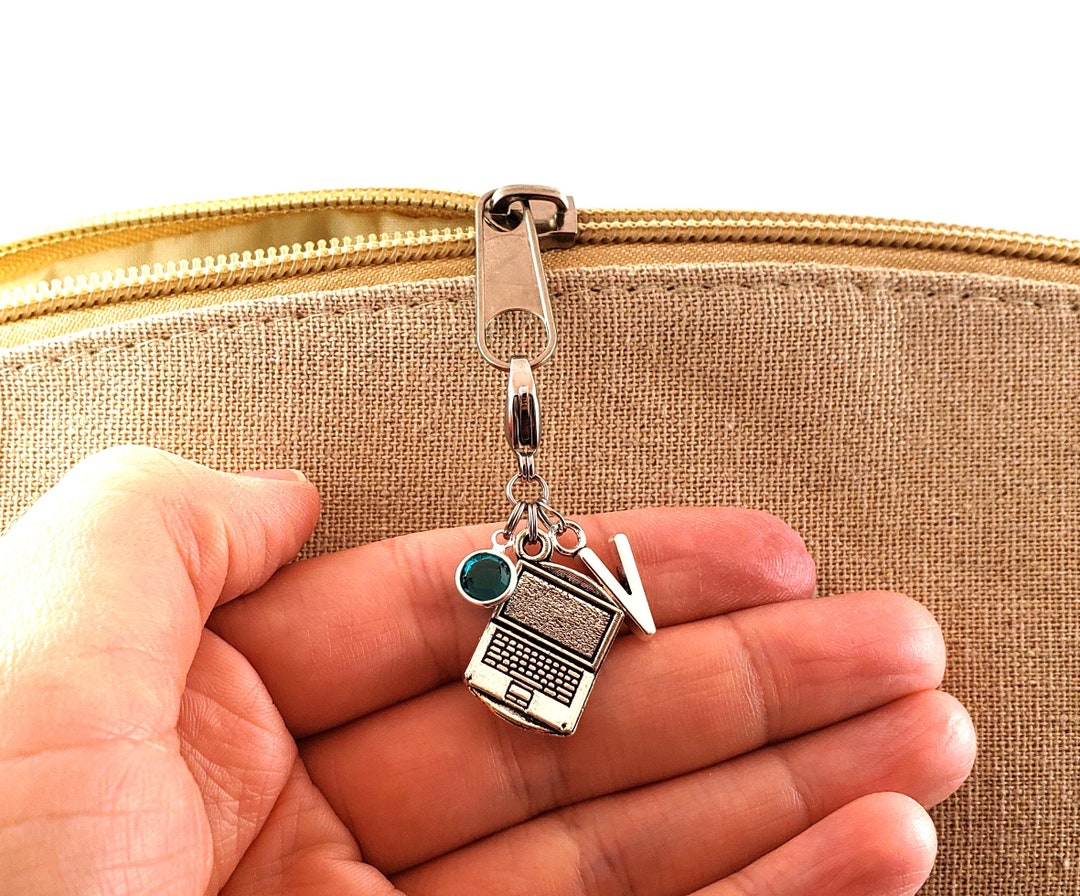 Computer Zipper Pull- Choose a Birthstone and Initial, Personalized ...