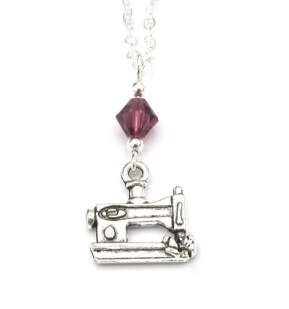 Sewing Machine Necklace- Choose a Birthstone, Sewing Machine Jewelry ...