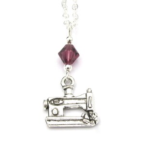 Sewing Machine Necklace- Choose a Birthstone, Sewing Machine Jewelry ...