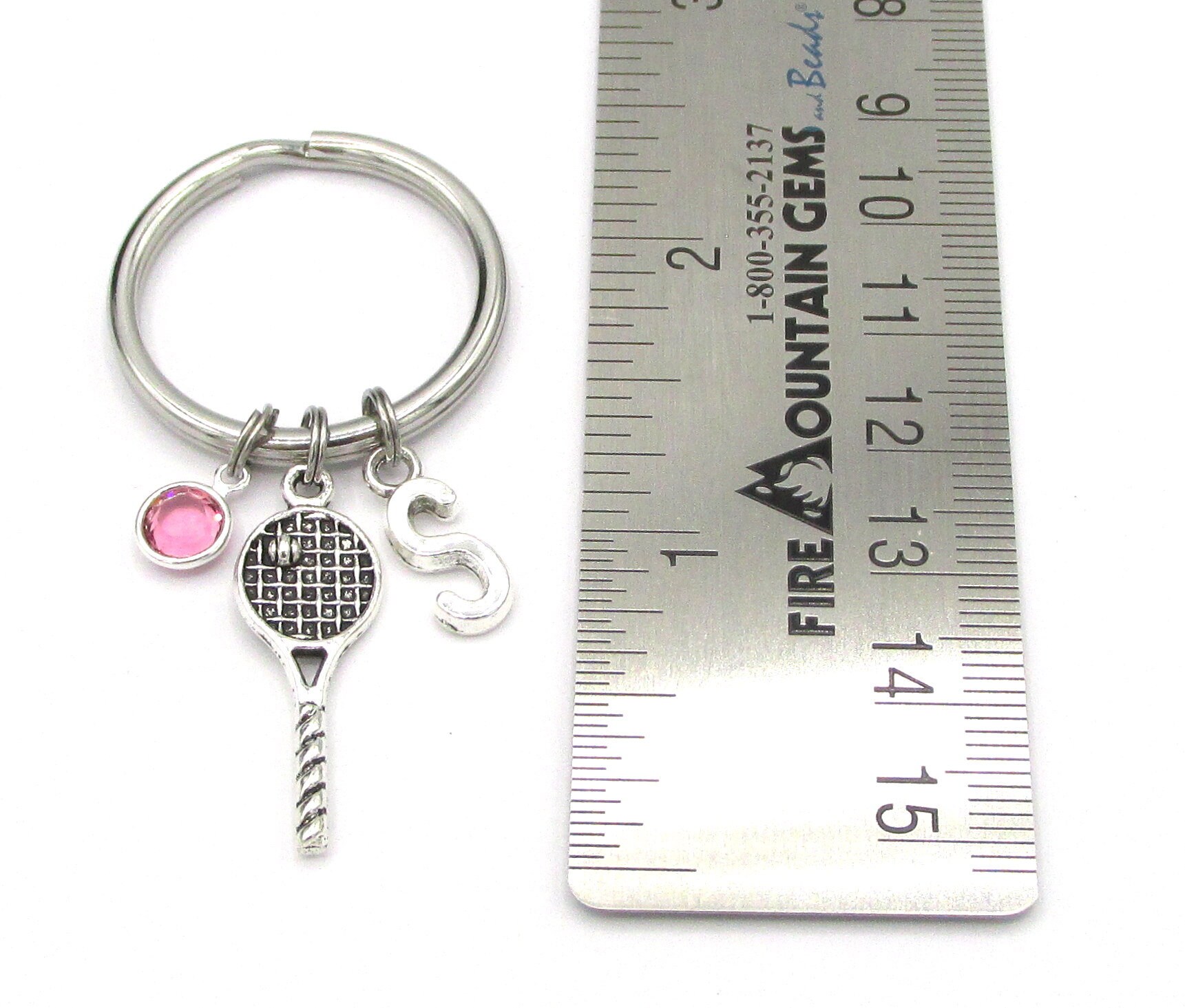 Tennis Keychain Birthstone and Initial Tennis Keyring - Etsy