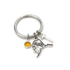 Alaska Keychain- Choose a Birthstone and Initial, Alaska Keyring ...