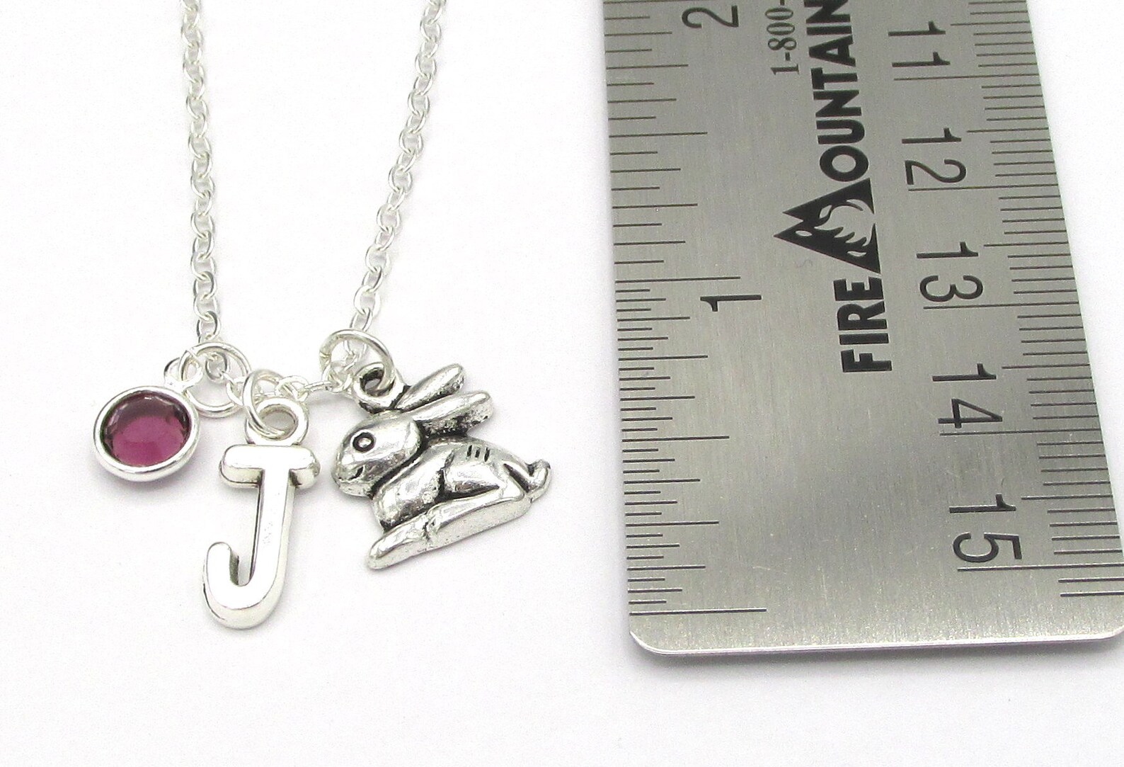 Rabbit Necklace- Birthstone and Initial, Rabbit Jewelry, Rabbit Gift ...
