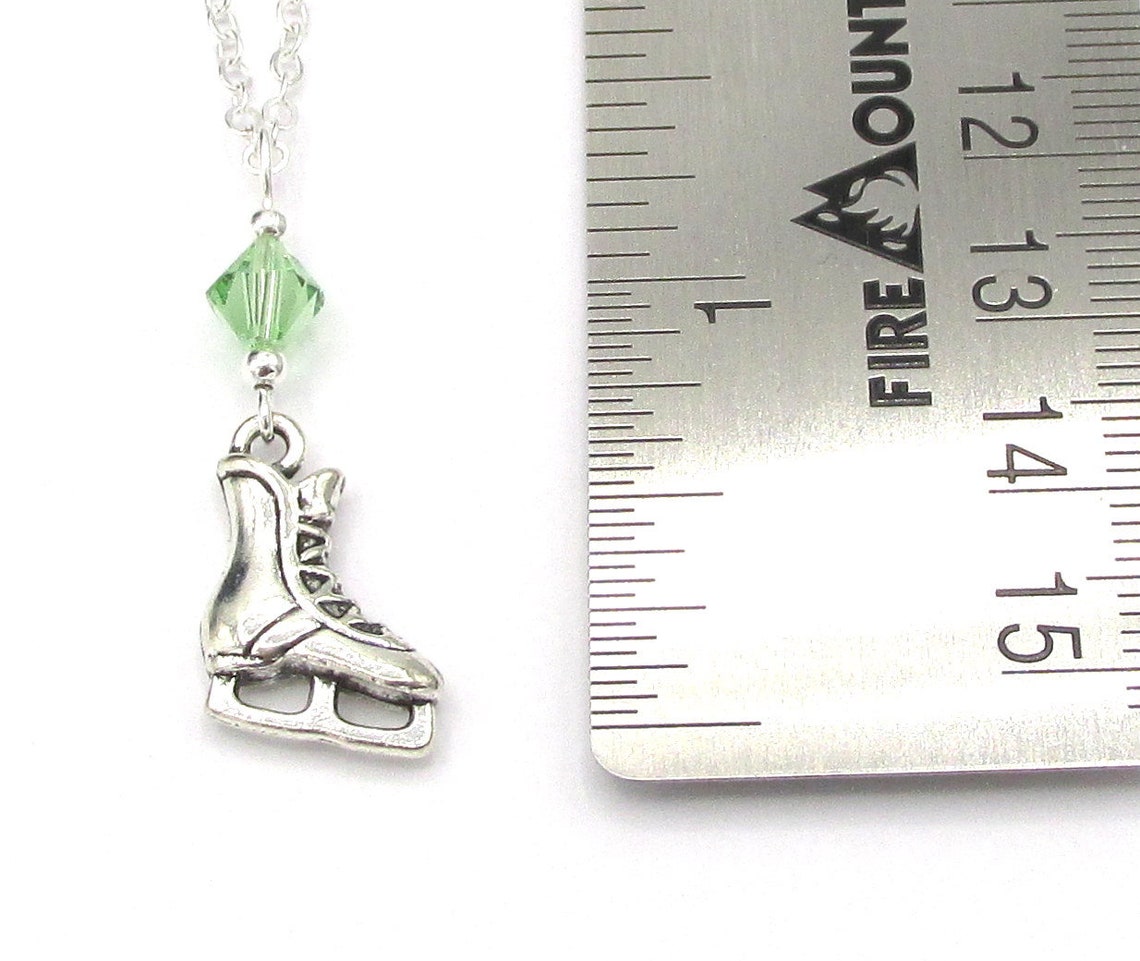 Ice Skate Necklace- Choose a Birthstone, Ice Skate Pendant, Ice Skate ...