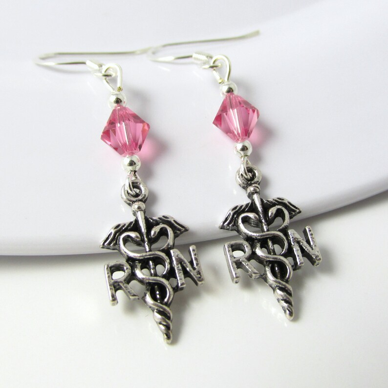RN Earrings- Choose a Birthstone Color, RN Jewelry, Birthstone RN ...