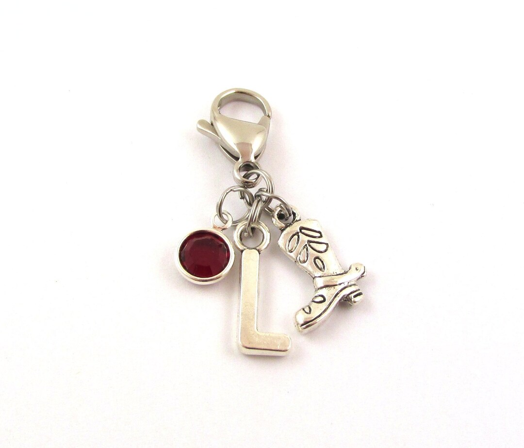 Boot Zipper Pull- Choose a Birthstone and Initial, Boot Accessories ...