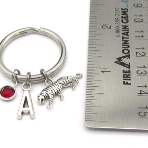 Tiger Keychain- Birthstone and Initial, Tiger Key Ring, Tiger Gift ...
