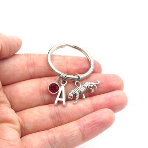 Tiger Keychain- Birthstone and Initial, Tiger Key Ring, Tiger Gift ...