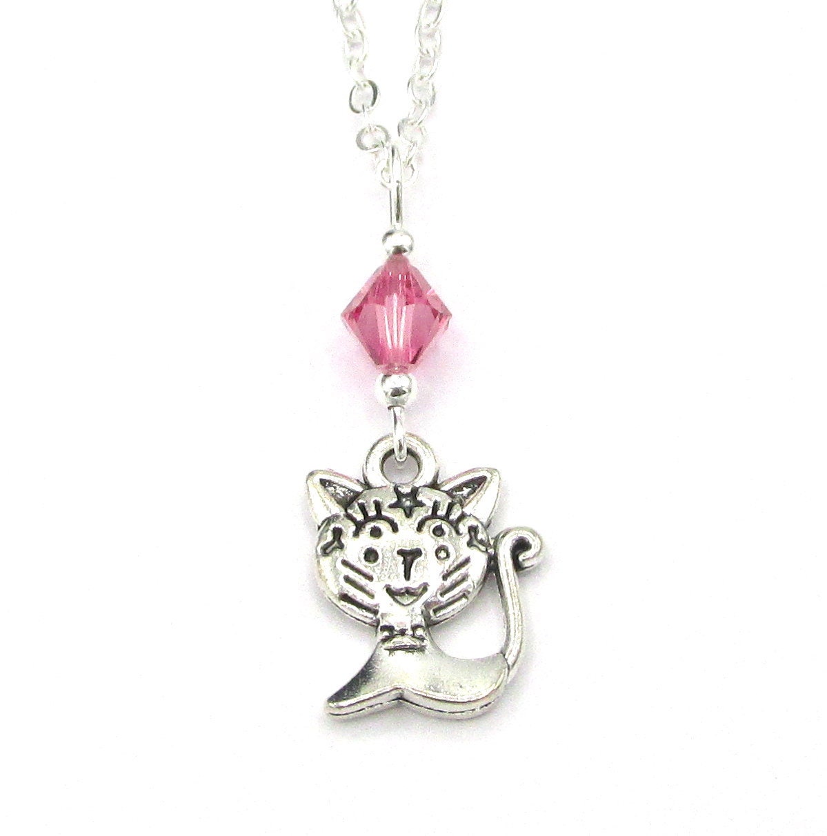 Cat Necklace Choose a Birthstone Cat Jewelry Cat Gift Cat - Etsy