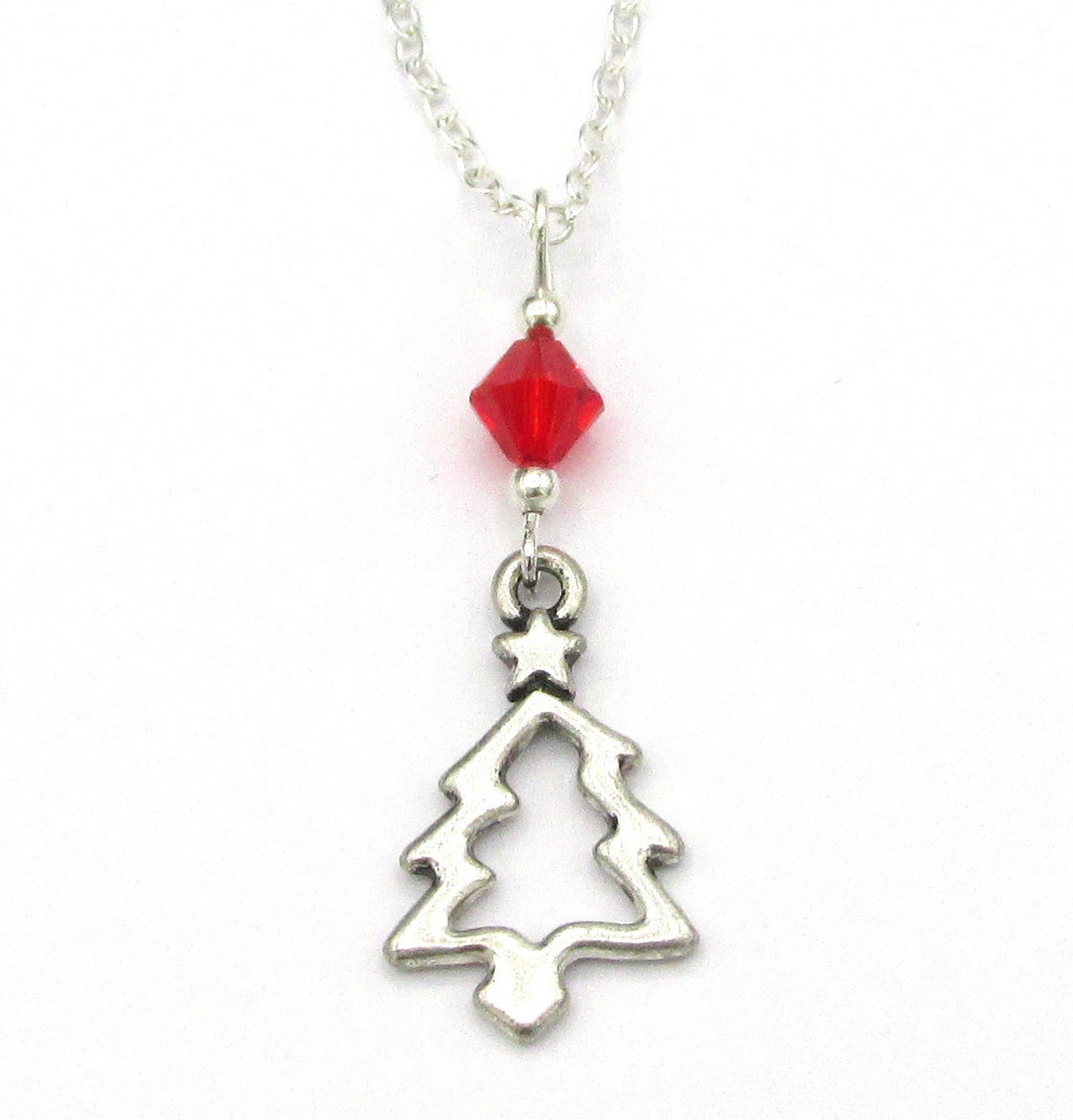 Christmas Tree Necklace- Choose a Birthstone, Christmas Tree Jewelry ...