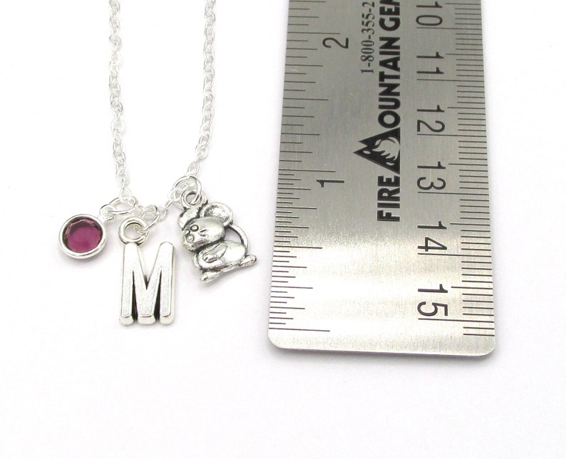 Mouse Necklace- Birthstone and Initial, Mouse Jewelry, Mouse Charm ...