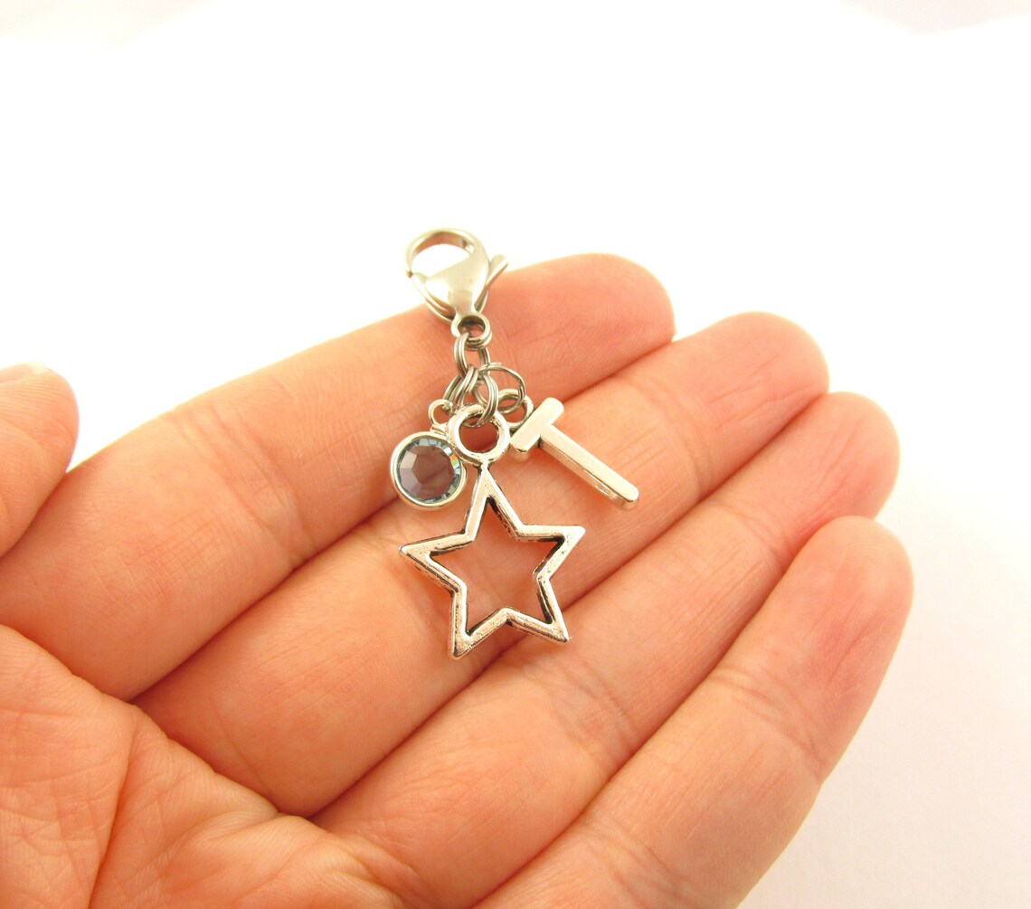 Star Zipper Pull Choose a Birthstone and Initial - Etsy