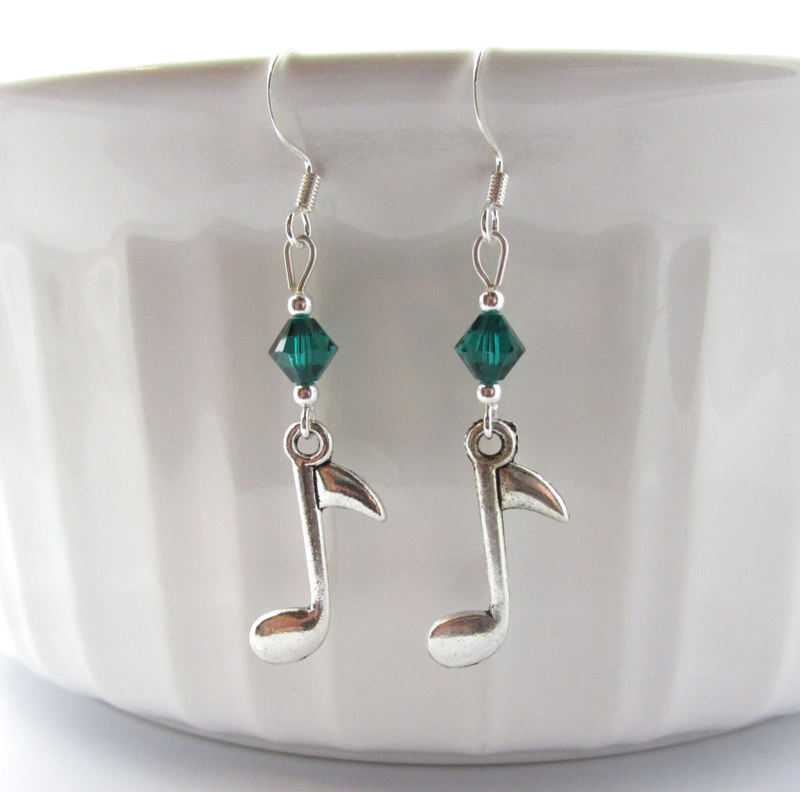 Music Note Earrings choose a birthstone Music Note Jewelry | Etsy