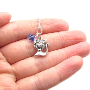 Cat Bracelet- Choose a Birthstone, Cat Jewelry, Cat Gift, Cat Charm ...
