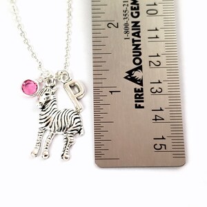 Zebra Necklace- Choose a Birthstone and Initial, Zebra Jewelry, Zebra ...
