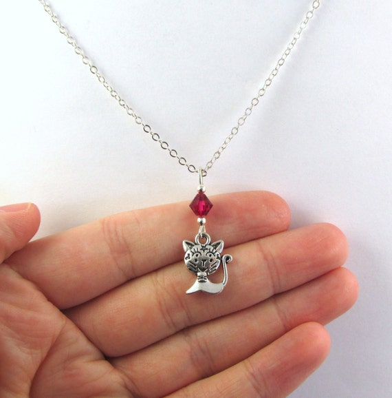 Cat Necklace choose a birthstone Cat Jewelry Cat Gift Cat | Etsy