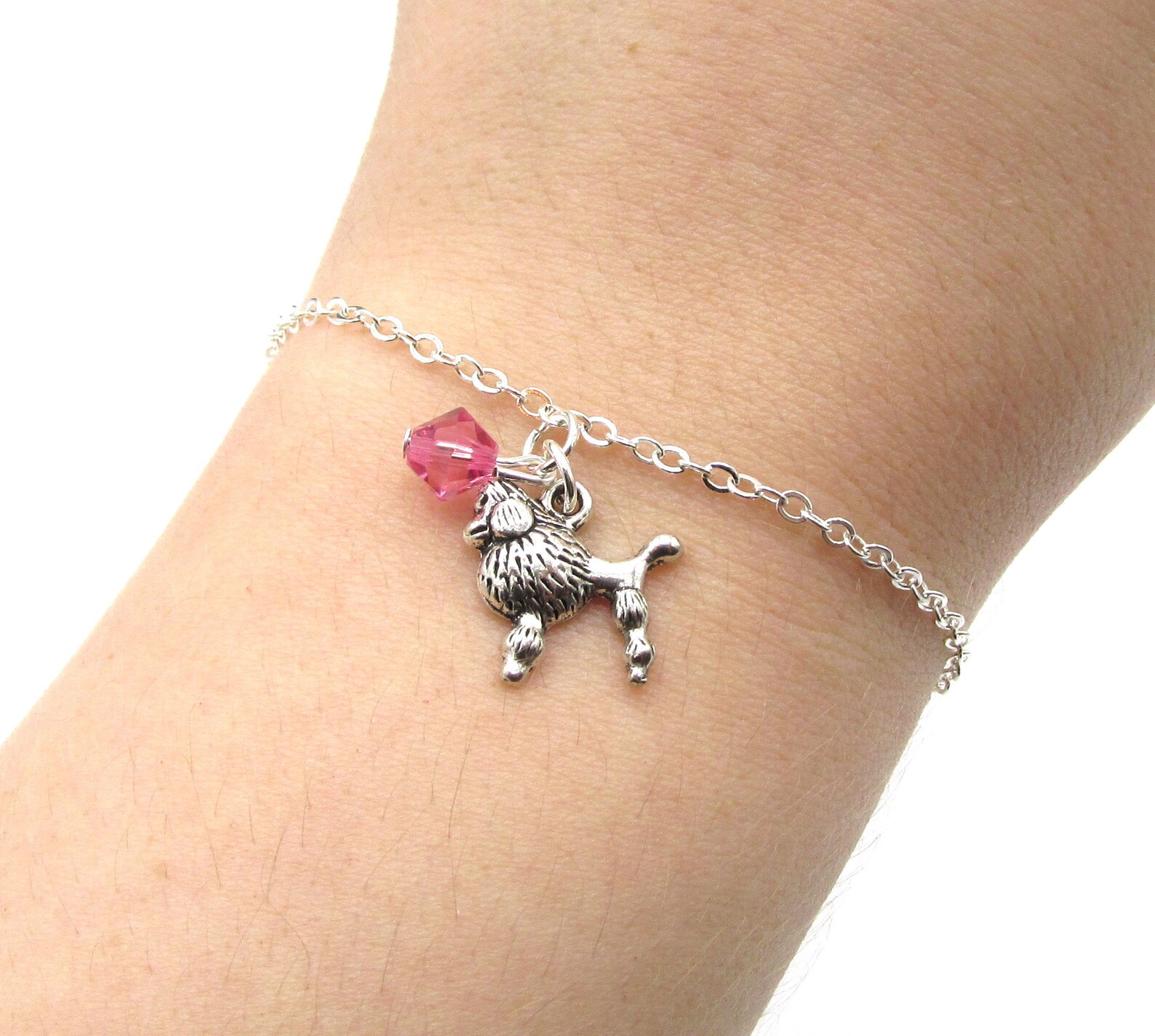 Poodle Bracelet- Choose a Birthstone, Poodle Jewelry, Poodle Birthstone ...