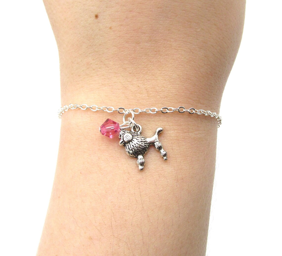 Poodle Bracelet- Choose a Birthstone, Poodle Jewelry, Poodle Birthstone ...