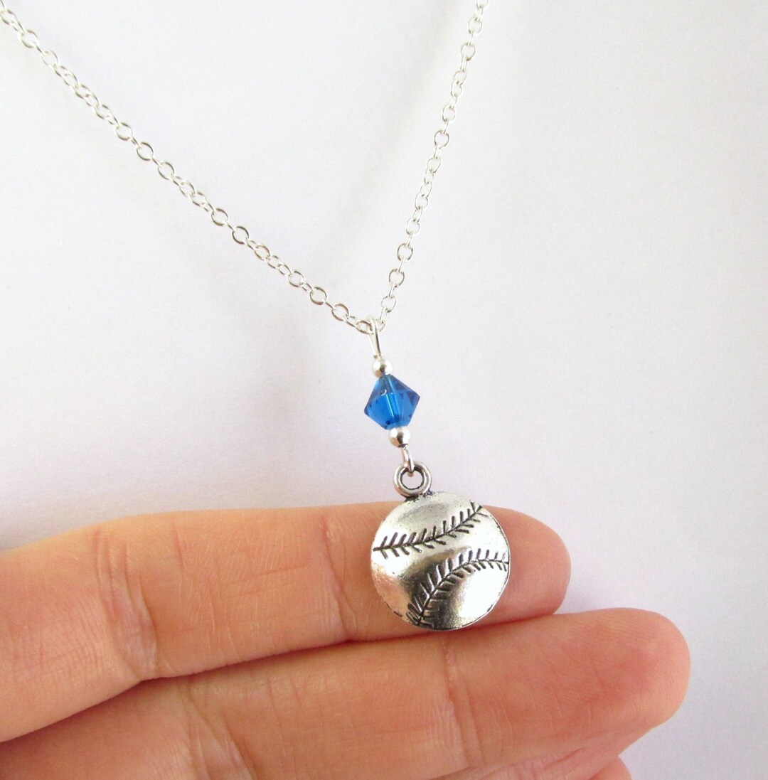 Baseball Necklace- Choose a Birthstone, Baseball Jewelry, Baseball Mom ...