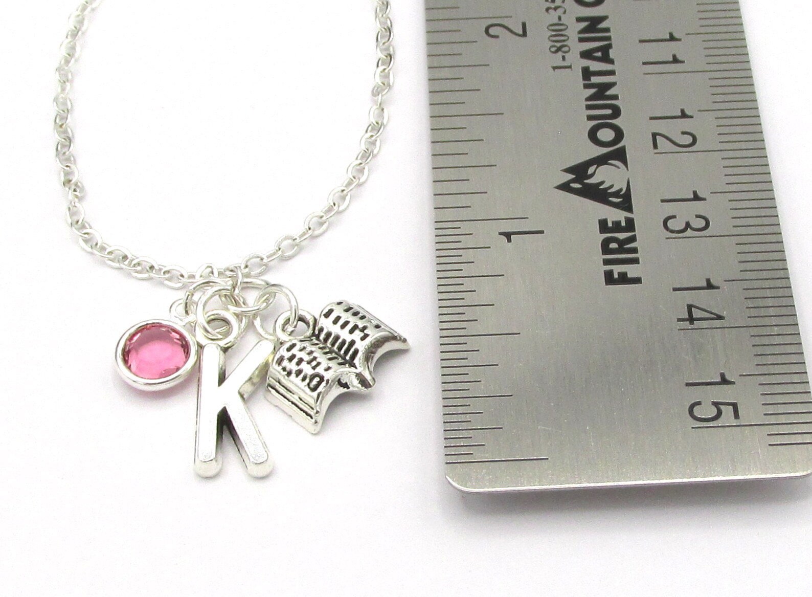 Book Bracelet- Birthstone and Initial, Reading Bracelet, Book Jewelry ...