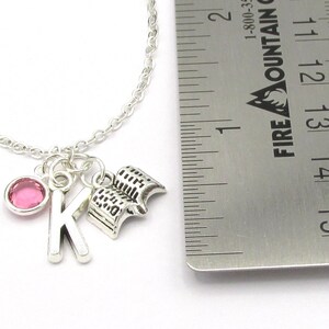 Book Bracelet- Birthstone and Initial, Reading Bracelet, Book Jewelry ...
