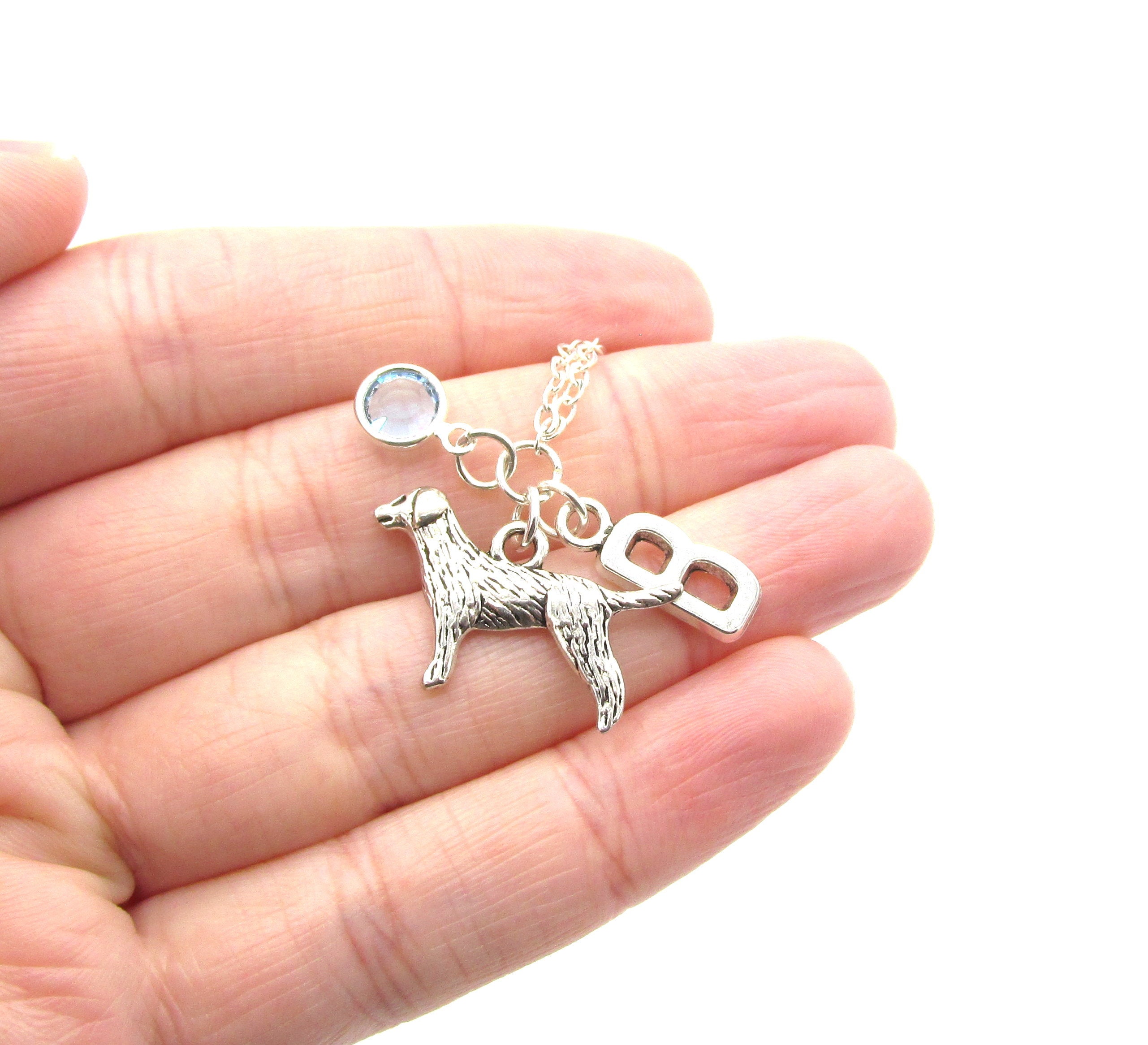 Labrador Bracelet- Birthstone and Initial, Labrador Jewelry, Labrador ...
